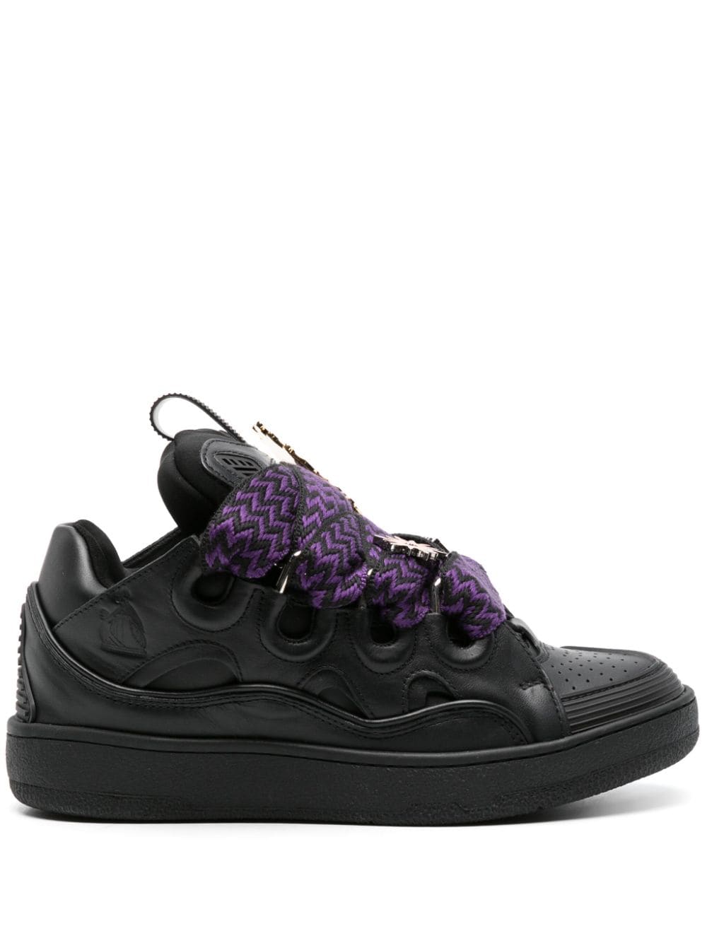 Lanvin Curb Leather Sneakers In Black - 45% Off | Editorialist