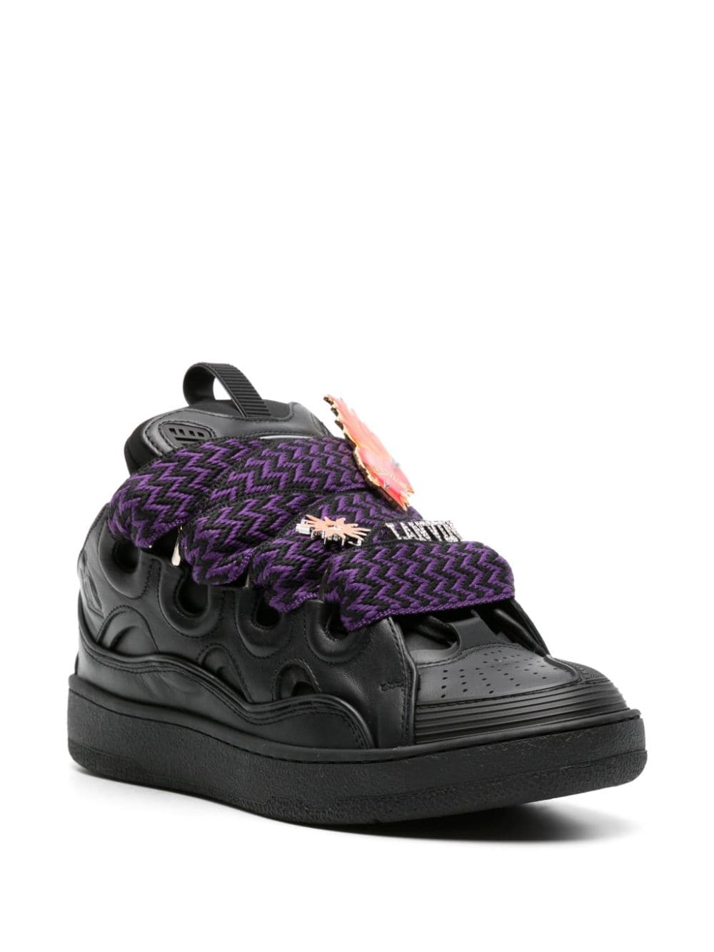 Lanvin Curb Leather Sneakers In Black - 45% Off | Editorialist