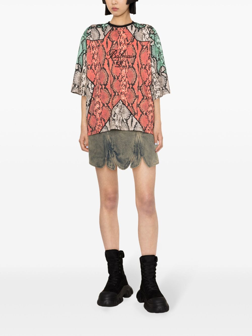 BALMAIN Balmain Python Print Organic Cotton T-Shirt