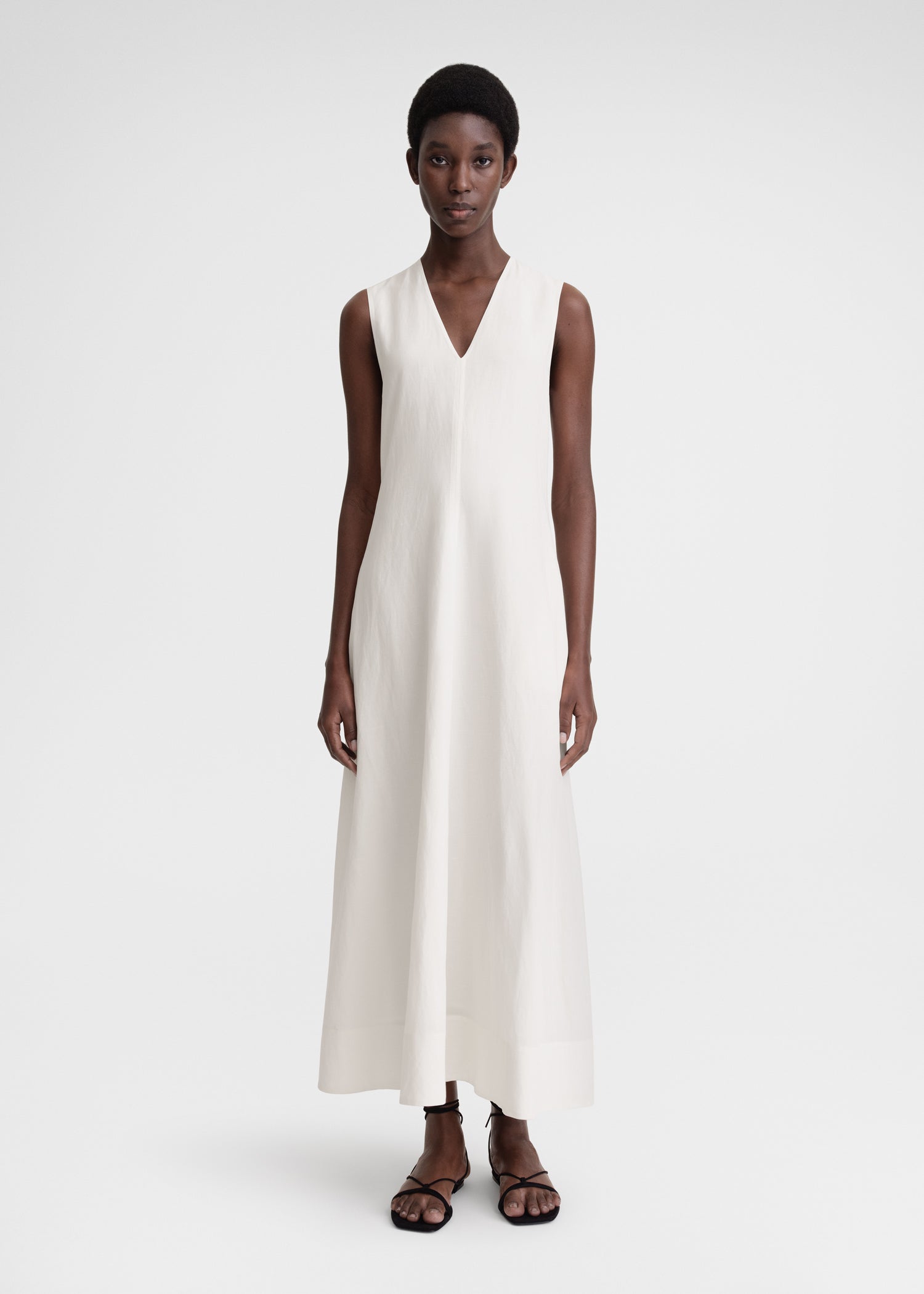 Toteme Fluid V-Neck Dress - Off White | Editorialist