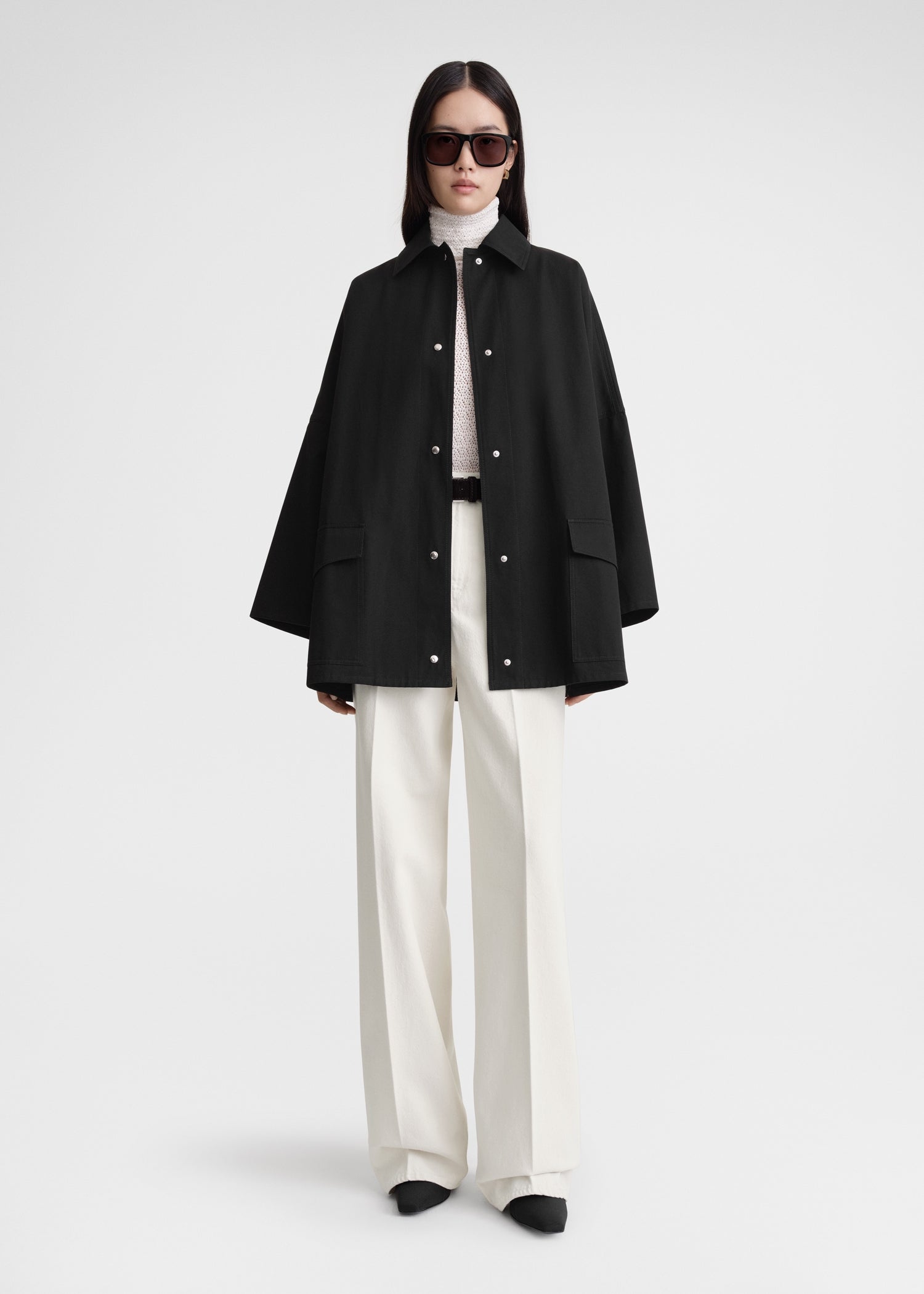 Toteme Cotton Twill Overshirt Jacket - Black | Editorialist