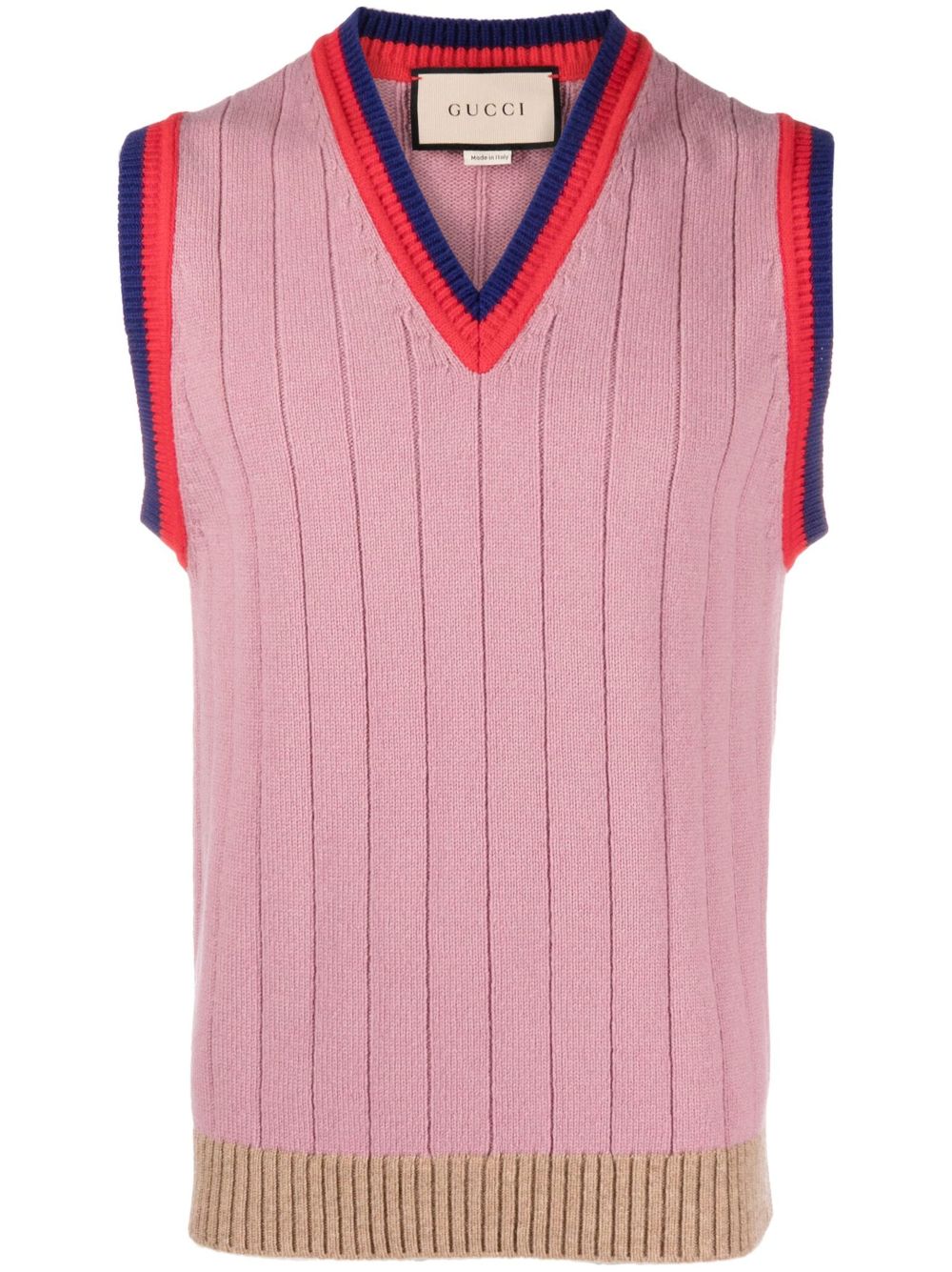 Gucci V-Neck Wool Sweater Vest Pink Editorialist