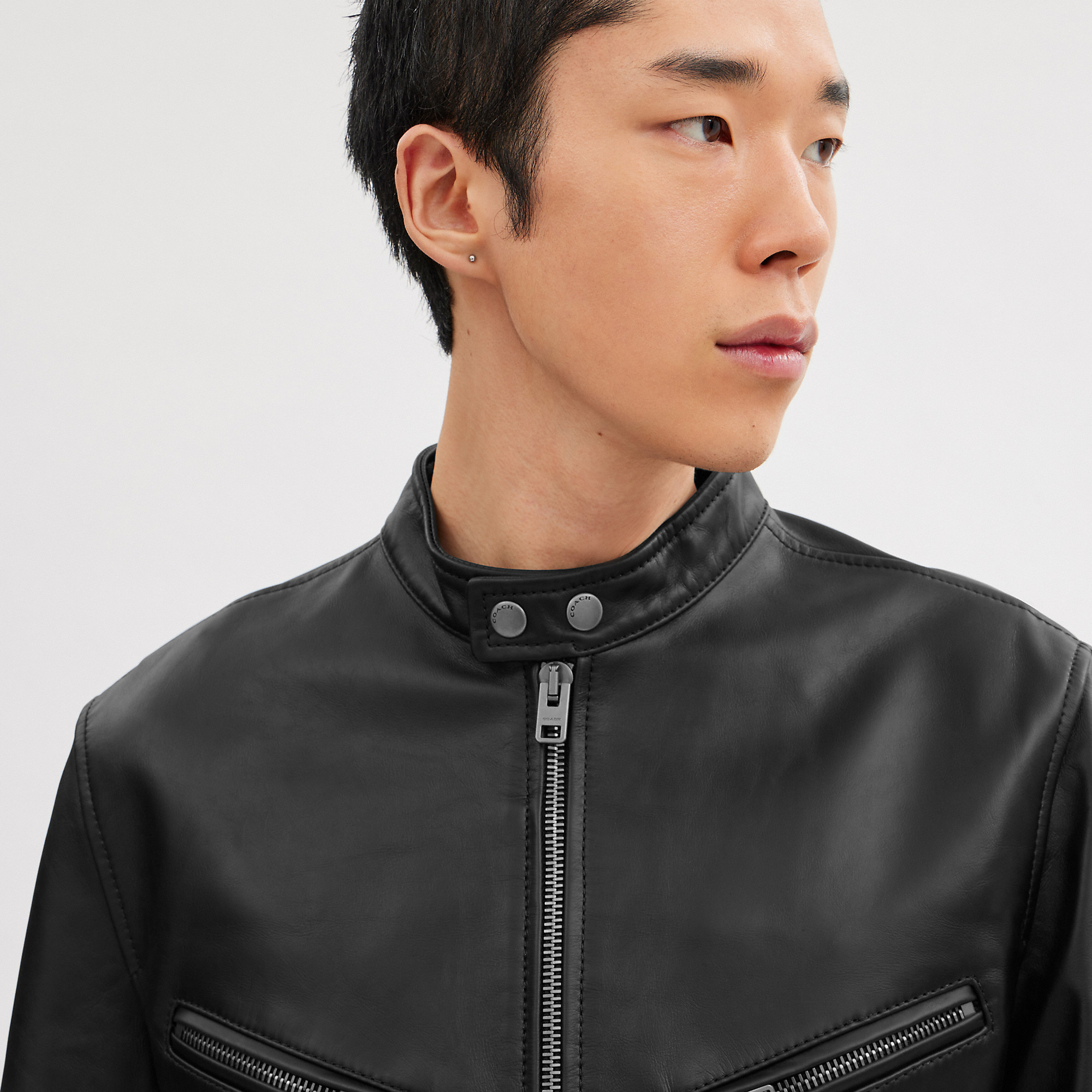 COACH Leather Racer Jacket - Black | Editorialist