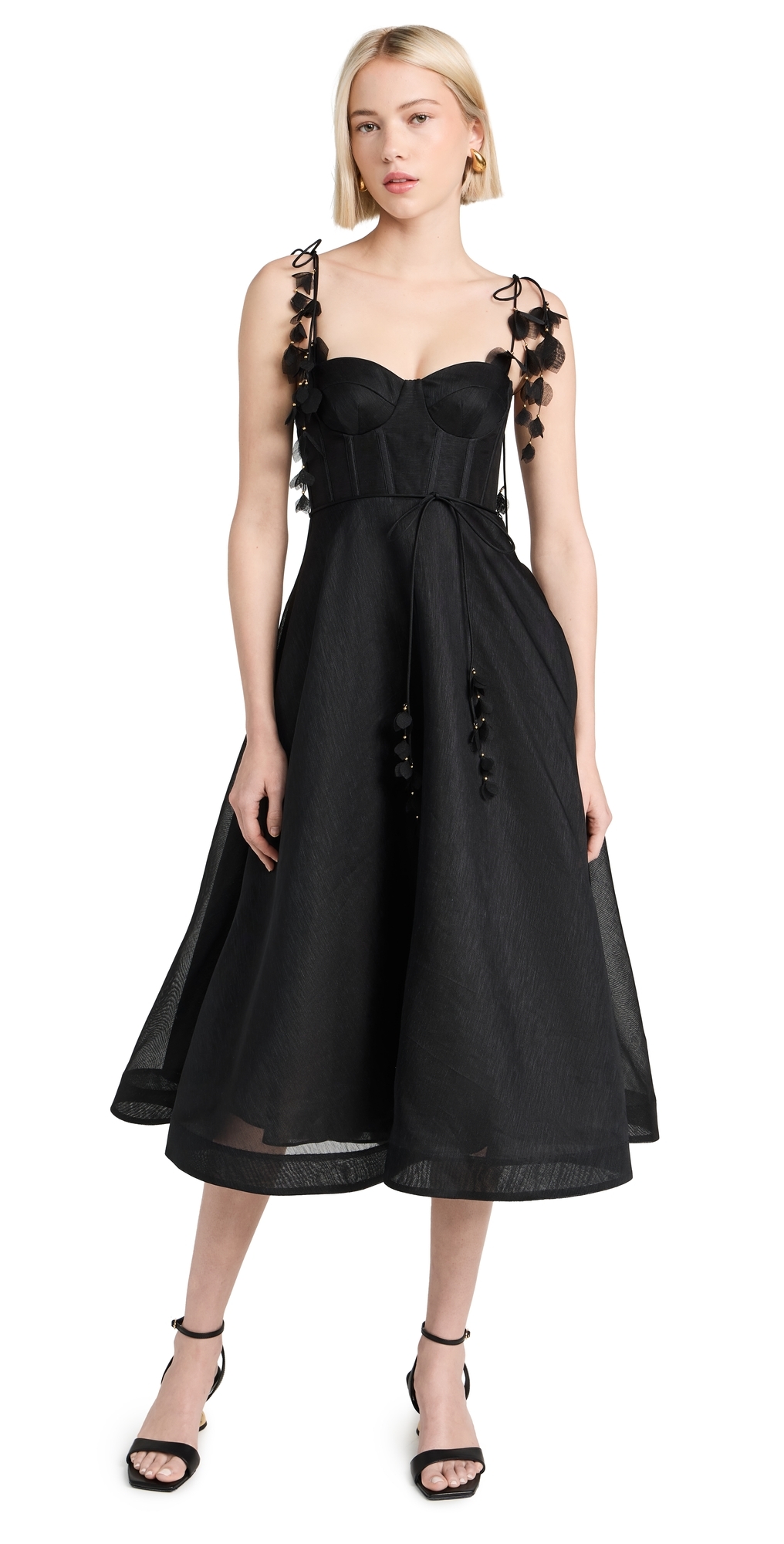 zimmermann natura appliqu linen-blend midi-dress Zimmermann - Hypnotic Picnic belted appliqud floral-print linen and silk-blend  midi dress