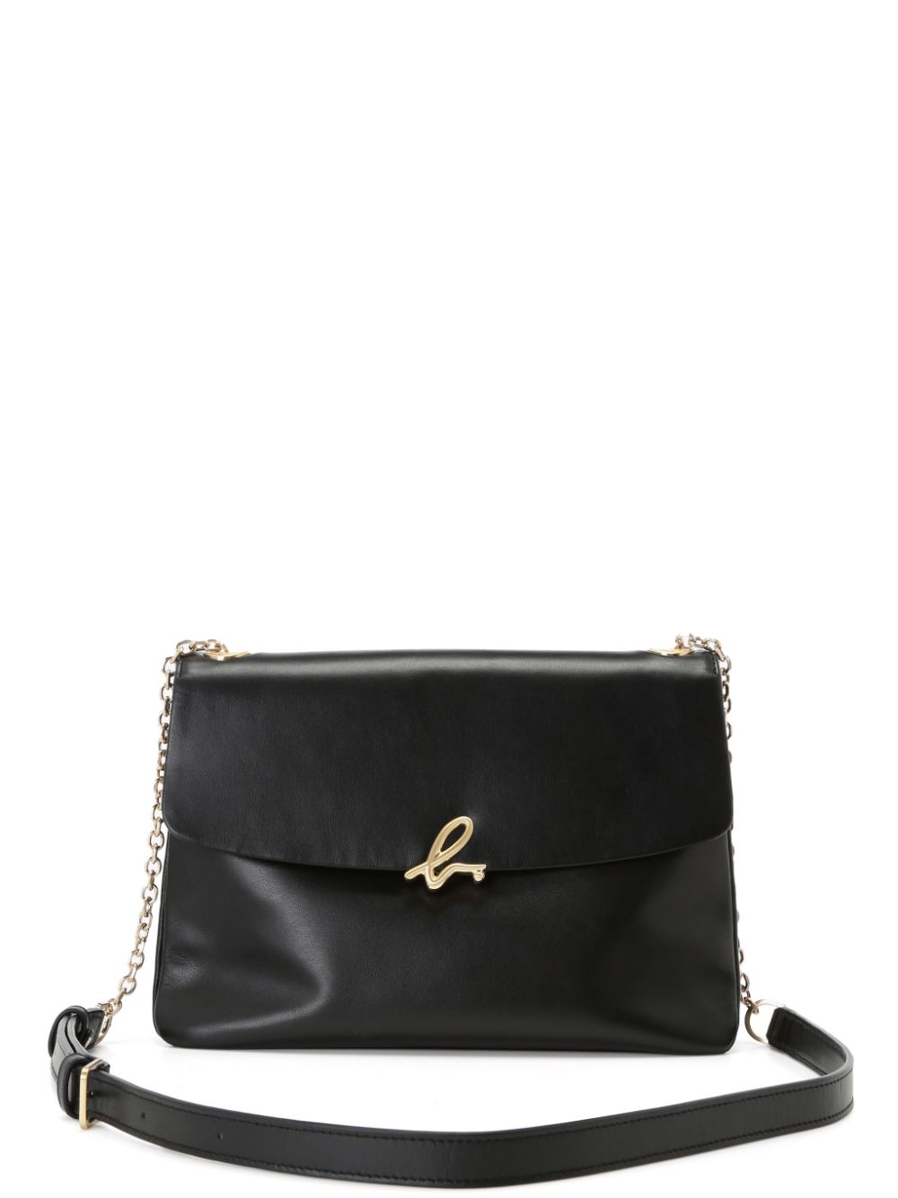 Agnes B. Logo-Clasp Leather Crossbody Bag - Black - 50% Off
