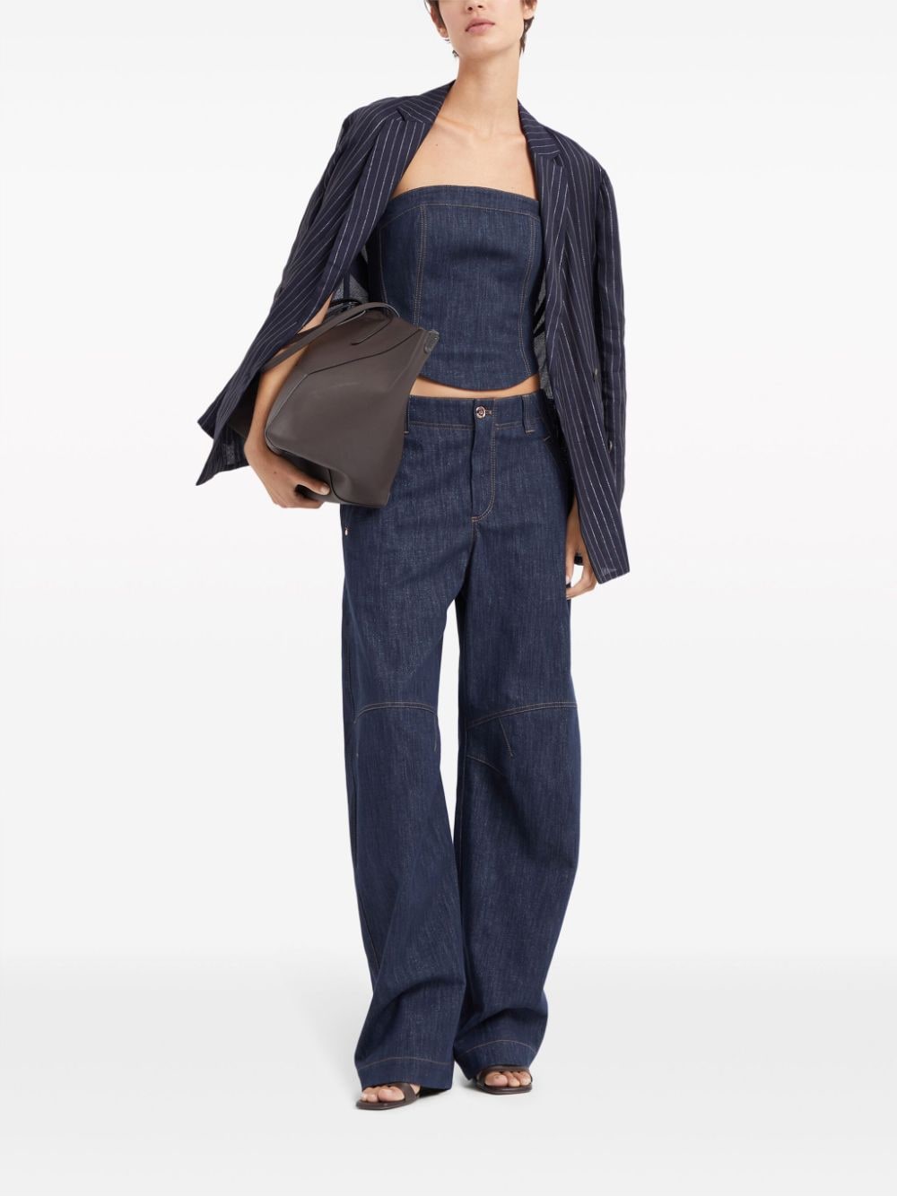 BRUNELLO CUCINELLI Brunello Cucinelli Denim Strapless Cropped Top