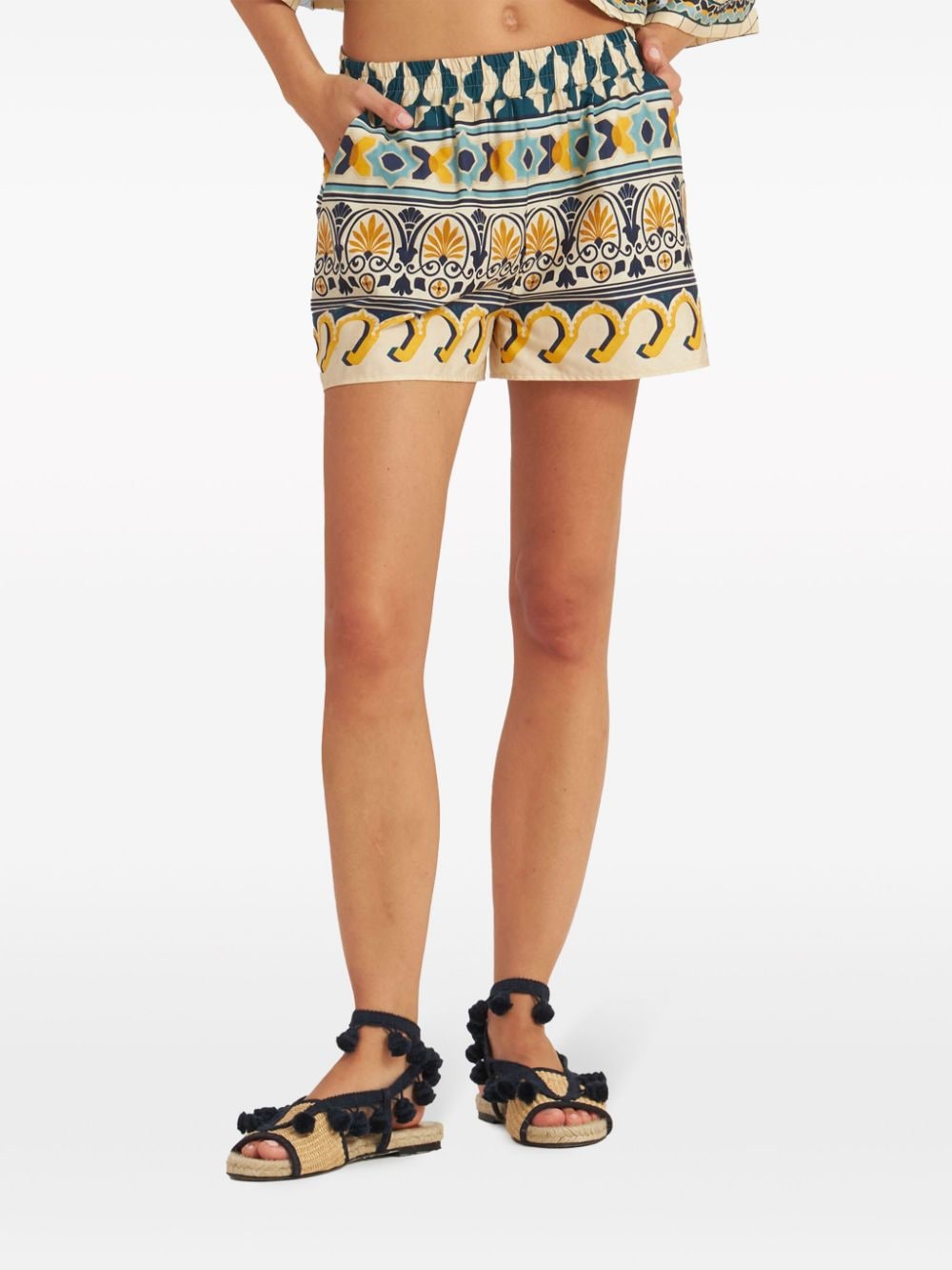 LA DOUBLEJ La DoubleJ Abstract-Pattern Cotton Shorts