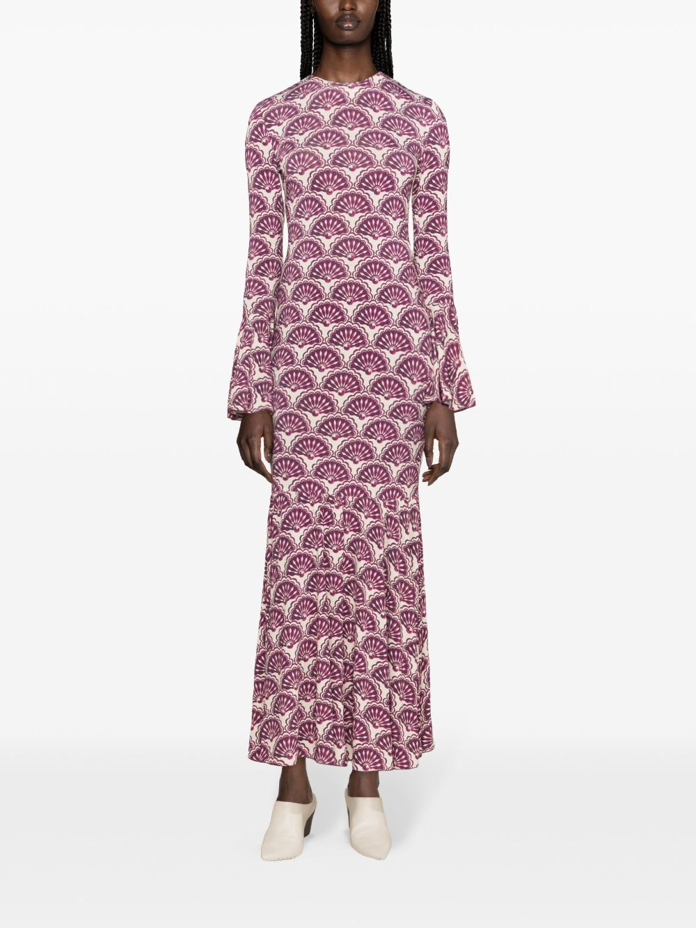 LA DOUBLEJ La DoubleJ Alba Fans-Print Maxi Dress