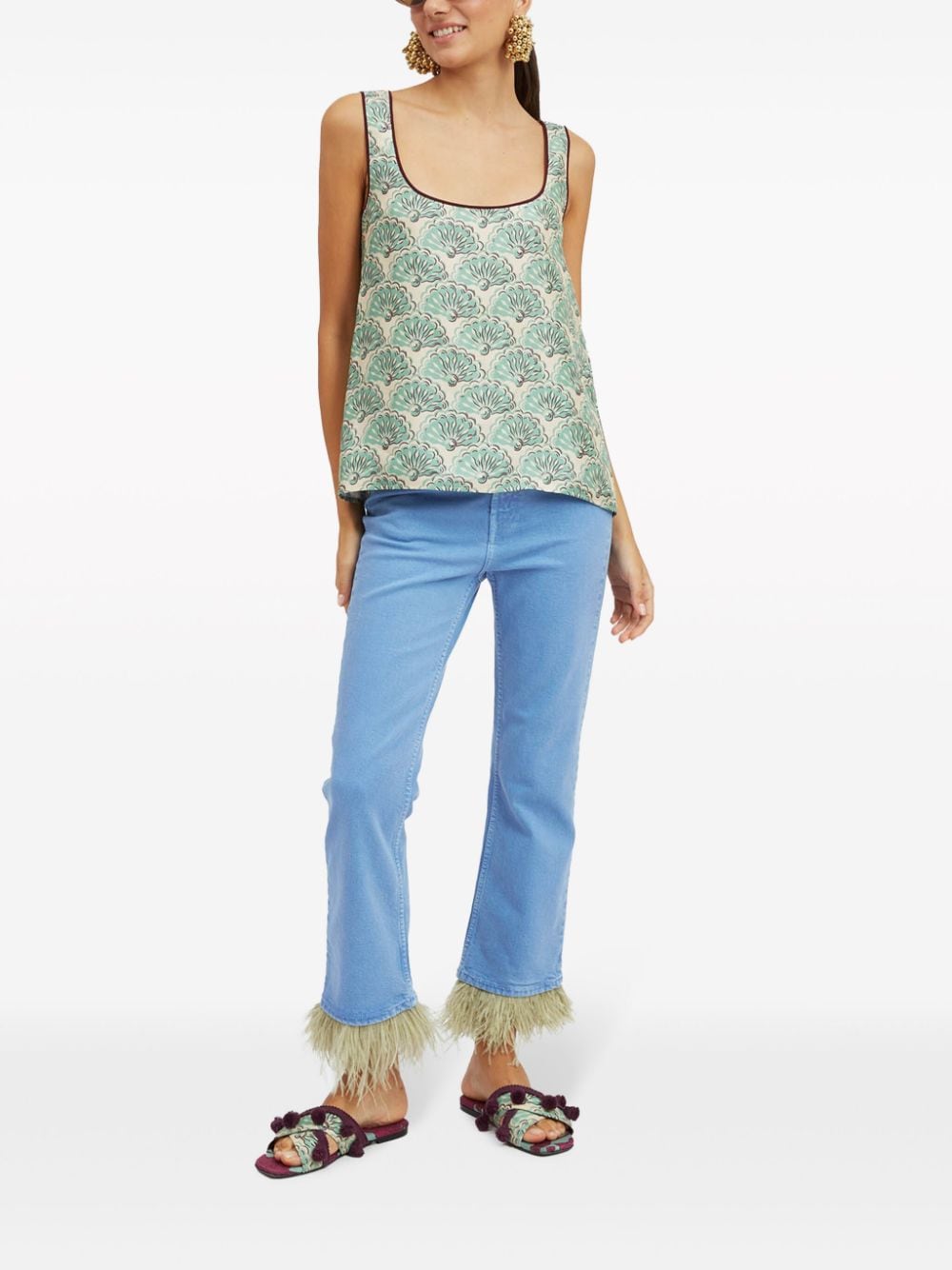 LA DOUBLEJ La DoubleJ Twirl Graphic-Print Silk Top