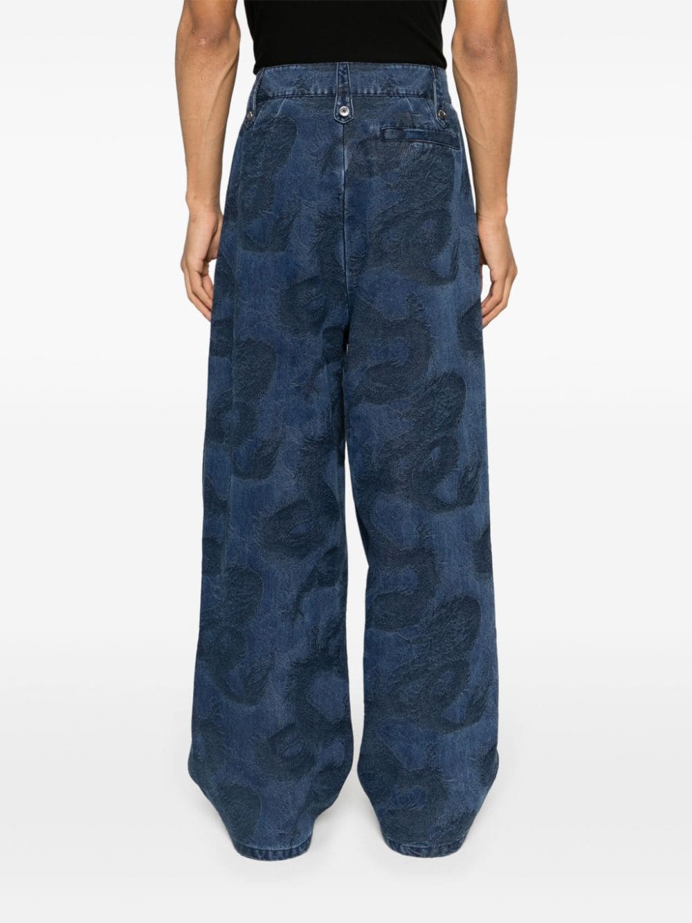 Feng Chen Wang Dragon-Jacquard Straight-Leg Jeans In Blue - 45