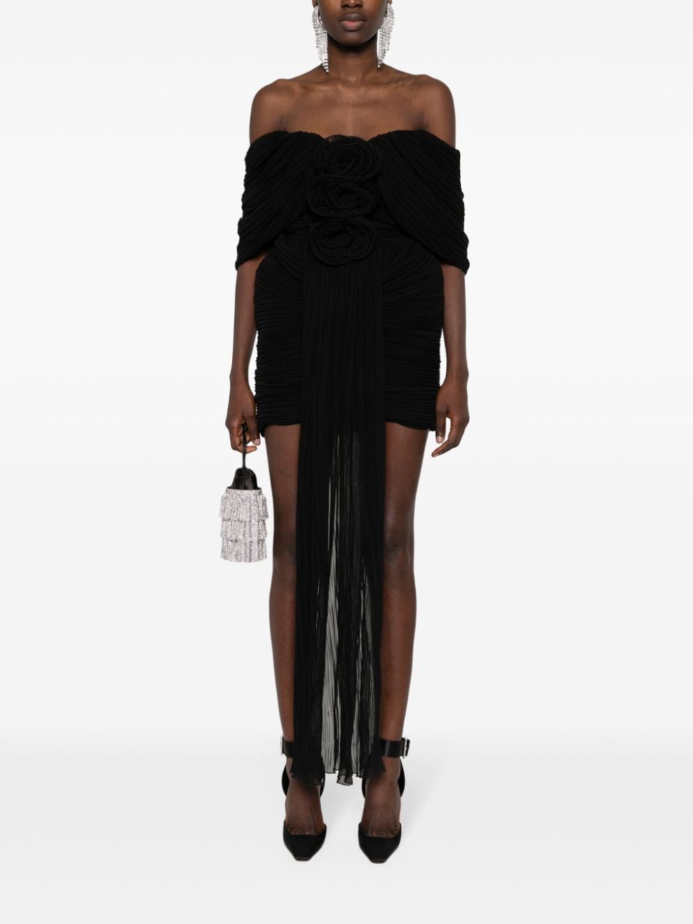 MAGDA BUTRYM Magda Butrym Off-Shoulder Plissé Mini Dress
