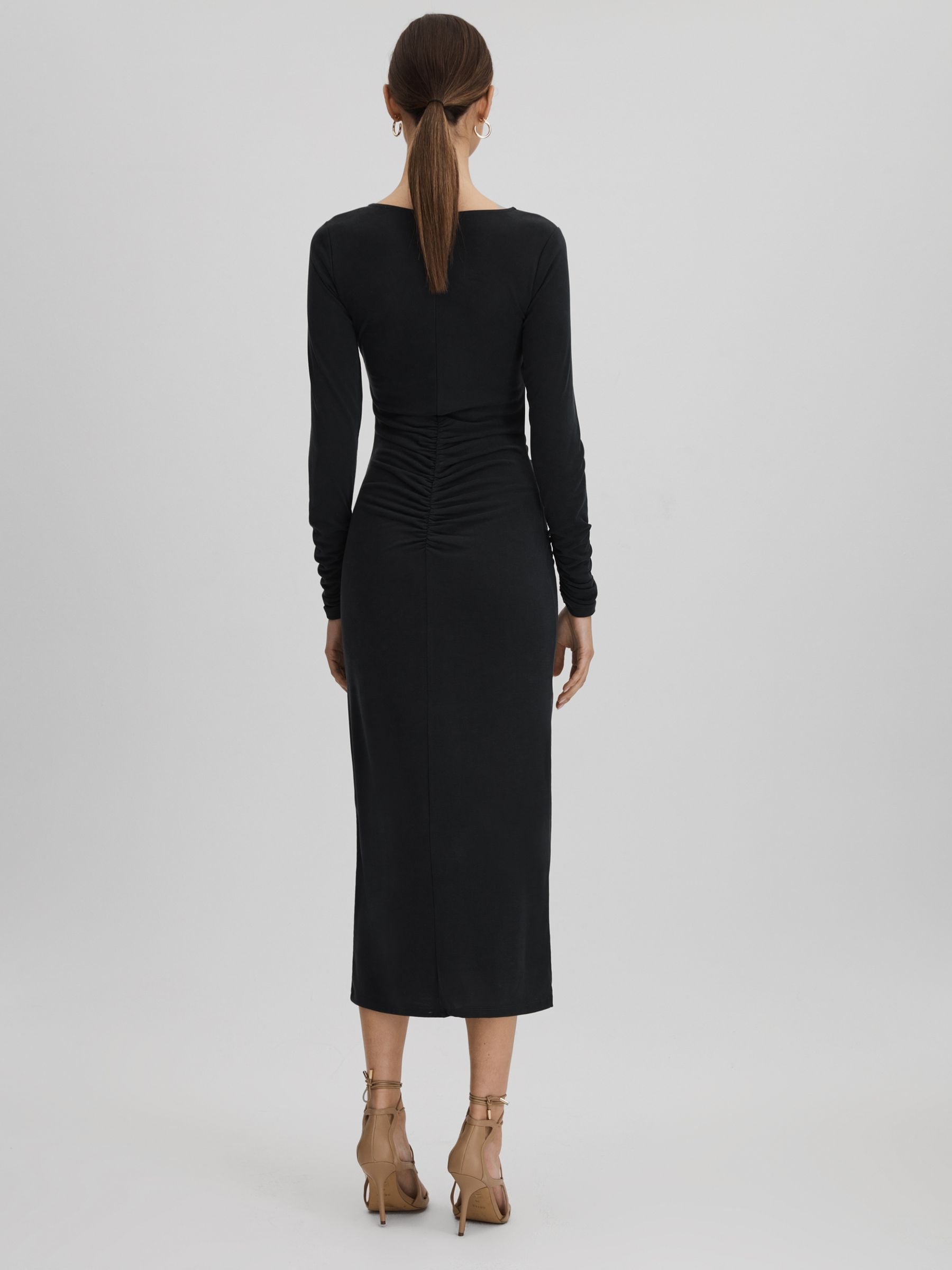 white christmas dresses Reiss Lena Ruched Waist Midi Dress – Bluefly main image 0