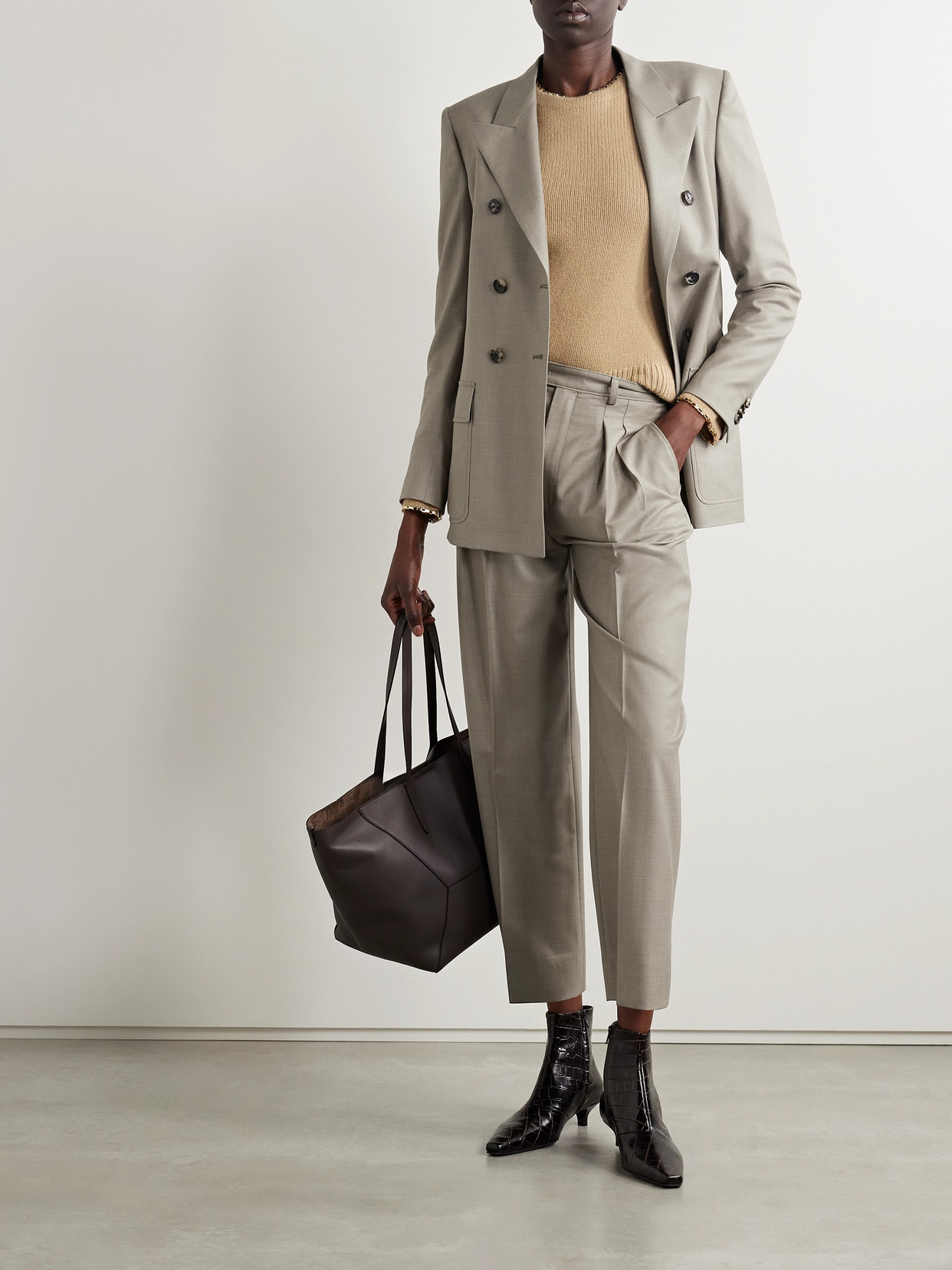 LORO PIANA Loro Piana Pleated Wide-Leg Wool Pants