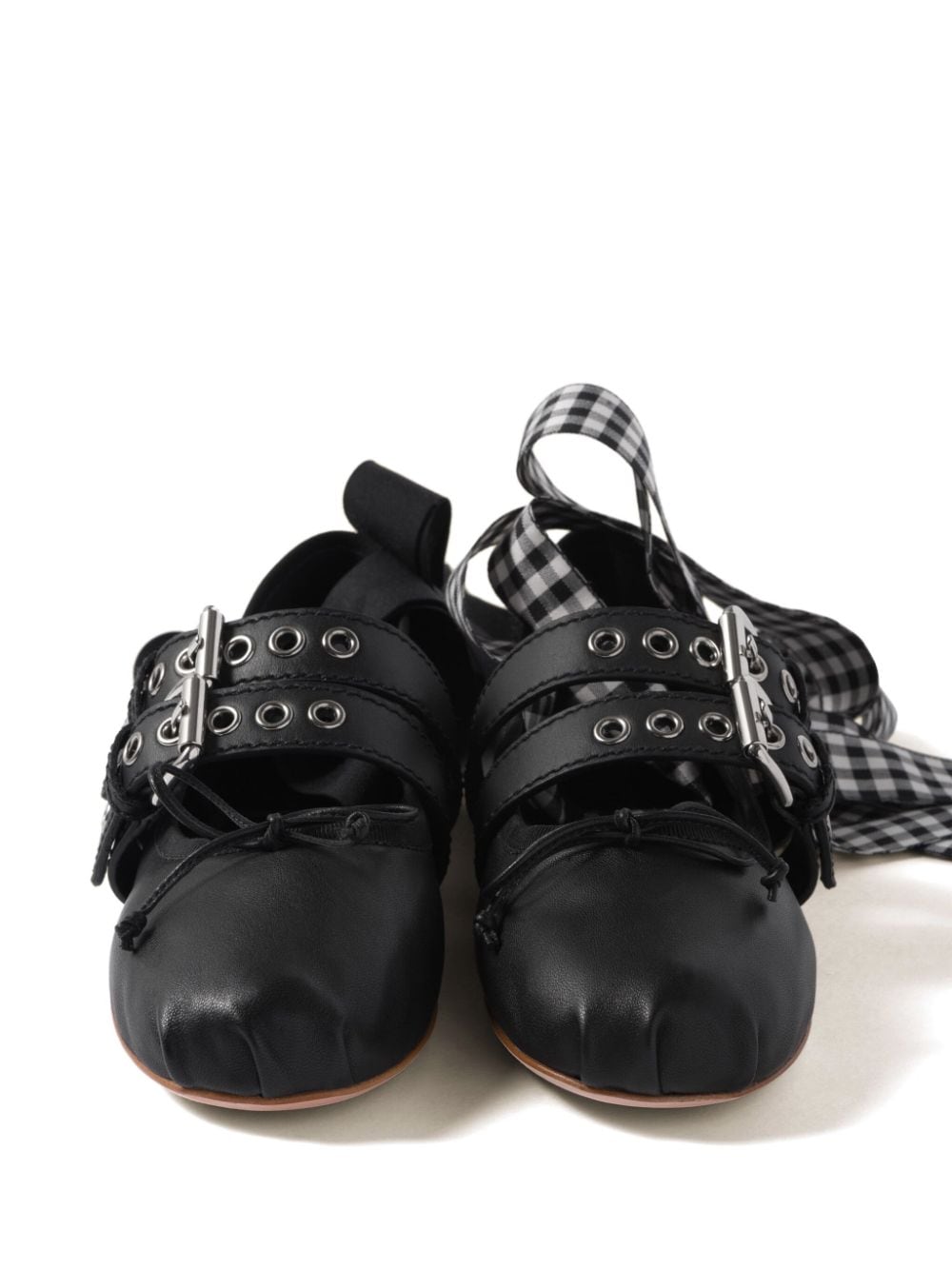 Miu Miu Buckled Ballerina Shoes - Black | Editorialist