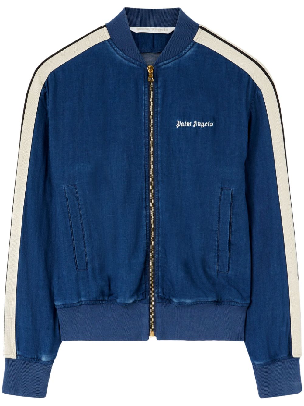 PALM ANGELS Palm Angels Logo Embroidered Denim Bomber Jacket