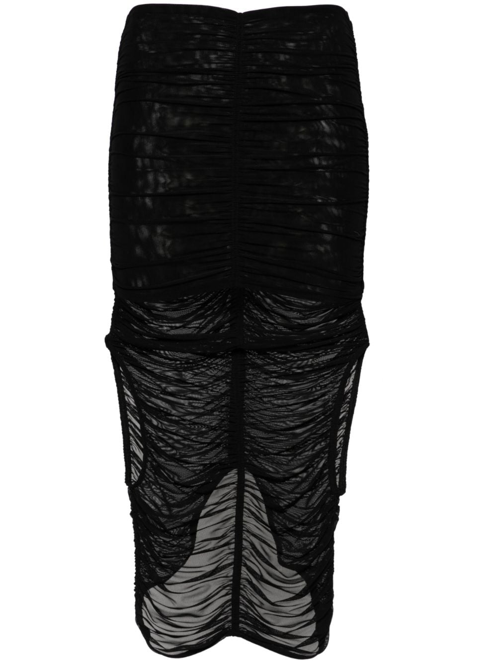 MUGLER Mugler Draped Mesh Midi Skirt