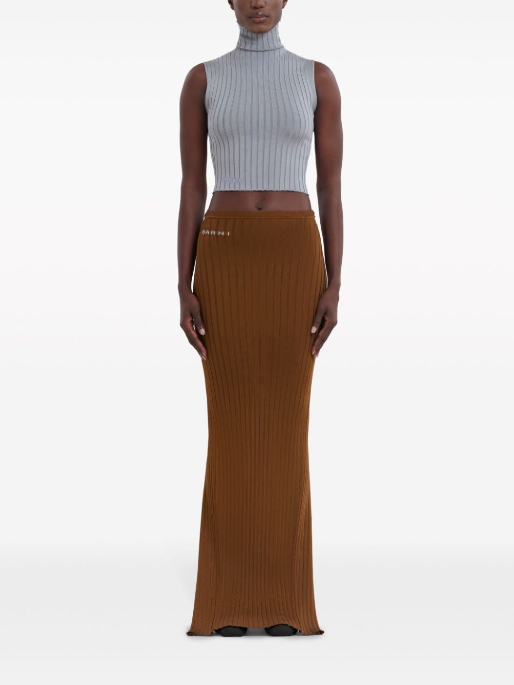 MARNI Marni Logo-Jacquard Ribbed Knit Skirt