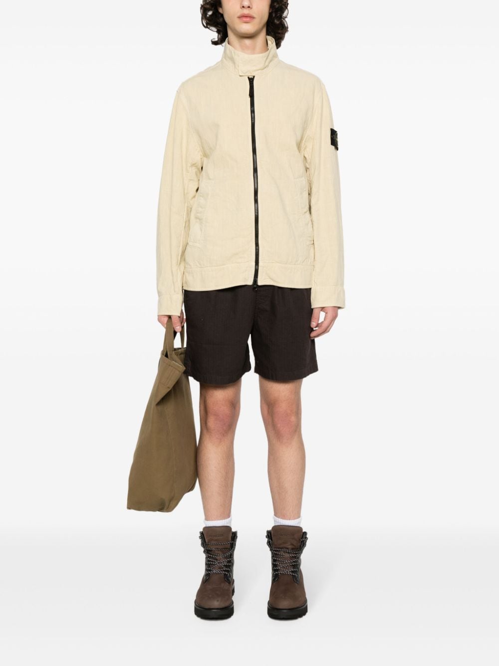STONE ISLAND Stone Island Compass Badge Linen-Blend Jacket
