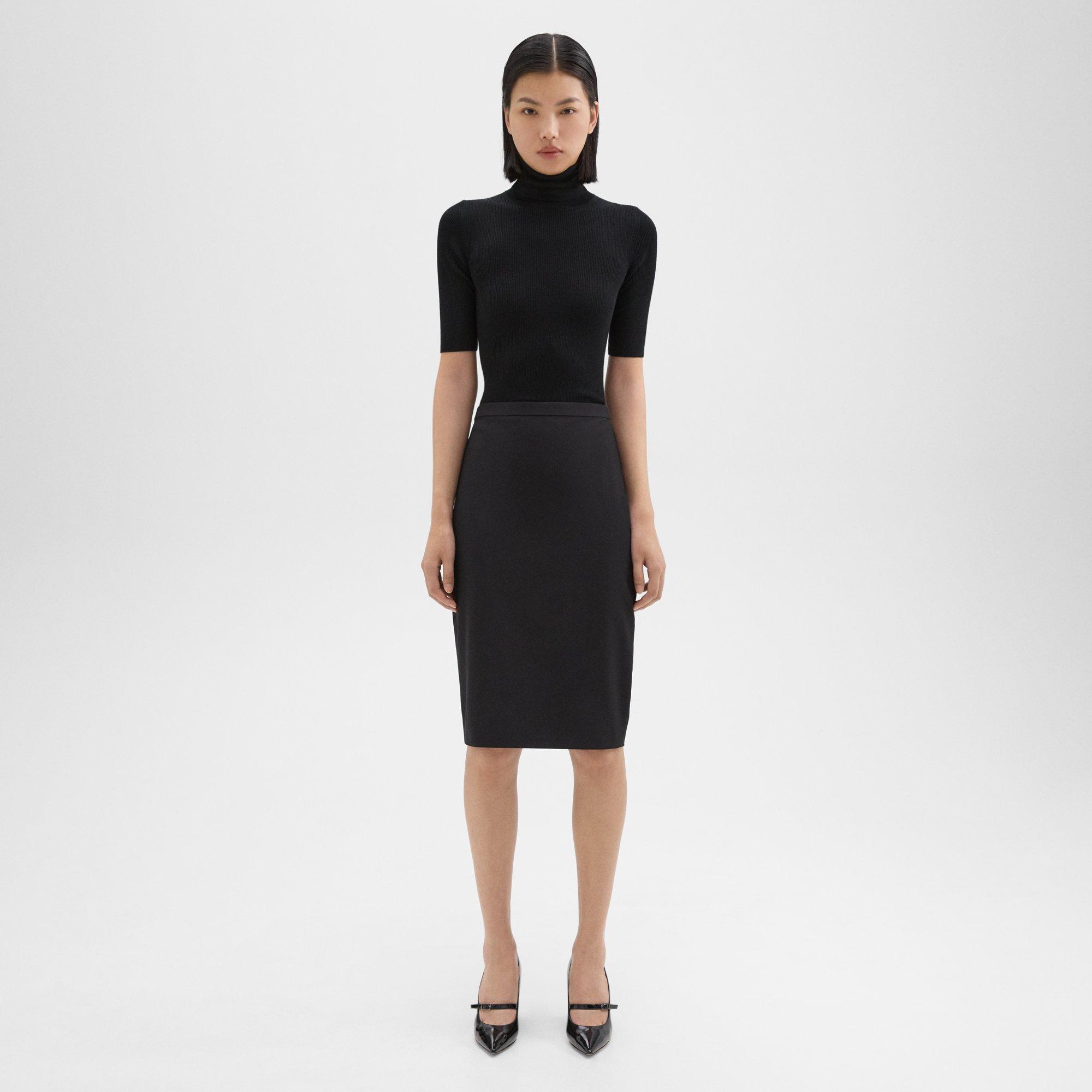 THEORY slim pencil skirt in stretch wool