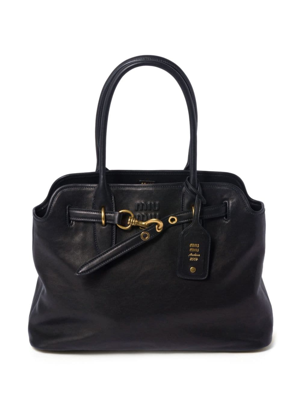Miu Miu Medium Nappa Leather Tote Bag - Black | Editorialist