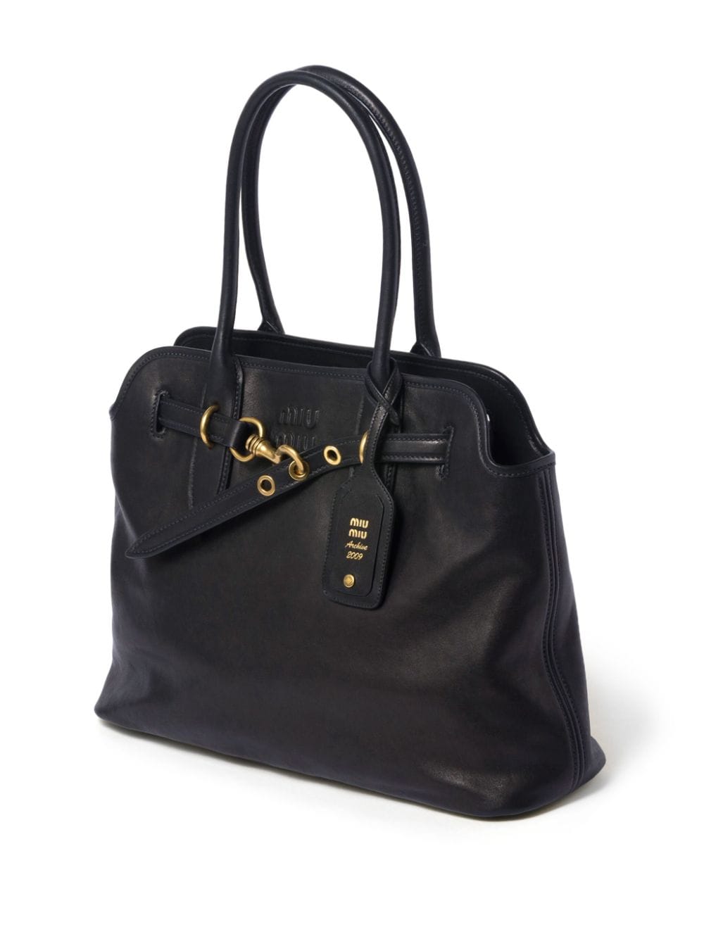 Miu Miu Nappa-Leather Tote Bag - Black | Editorialist MIU MIU 00s