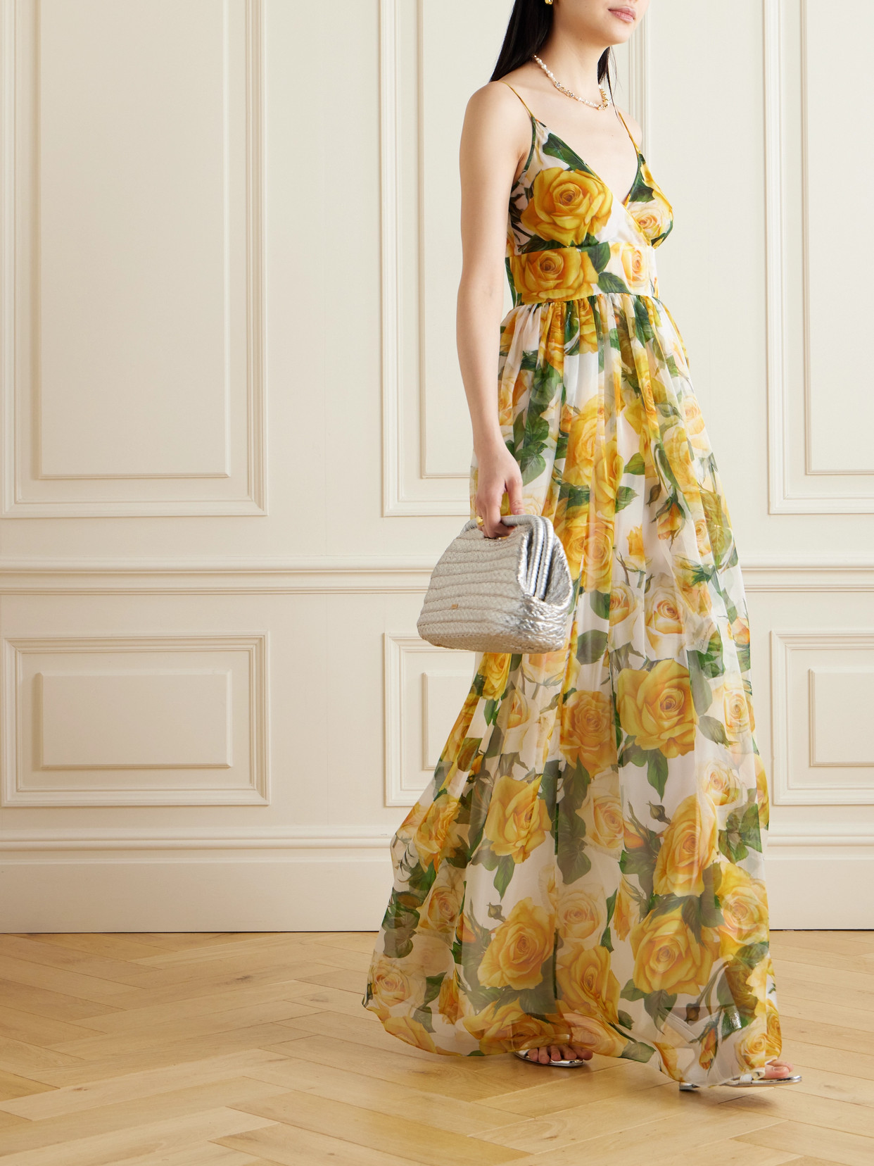 dolce and gabbana yellow dress 1999 & Floral Stretch Silk Boned Hourglass Gown a testament to the brands flair for bold elegance Princess Bella shines bright in