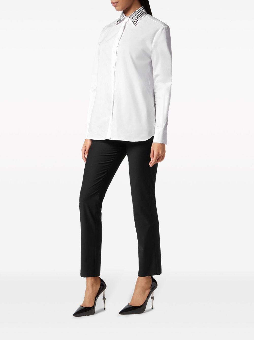 PHILIPP PLEIN Philipp Plein Crystal-Embellished Collar Cotton Shirt