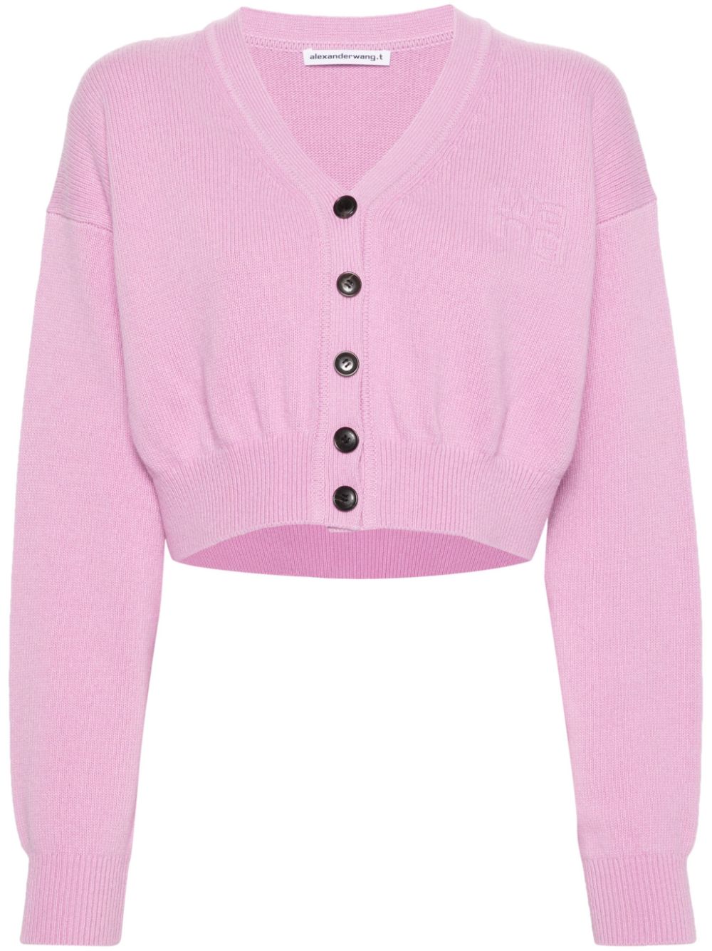 Alexander Wang Logo-Embossed Cropped Cardigan In Pink 50% Off