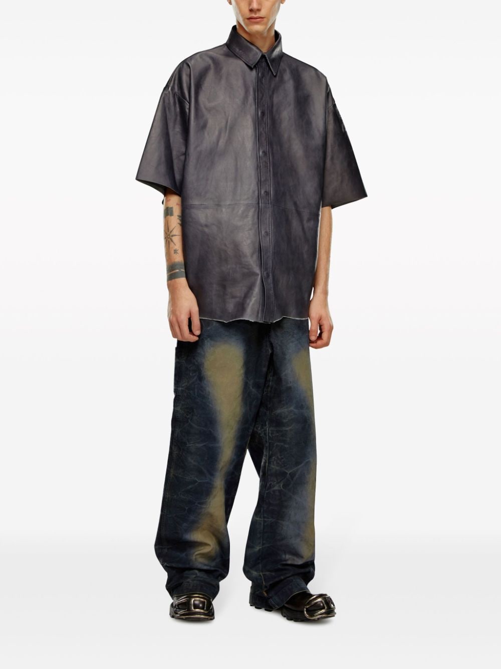 DIESEL® s-emin-lth leather shirt