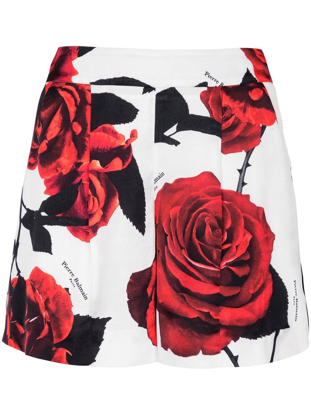 BALMAIN Balmain Rose-Print Satin Shorts