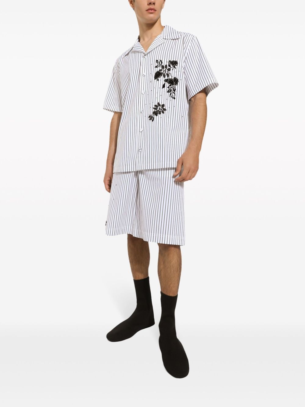 DOLCE & GABBANA Floral Striped Bermuda Shorts