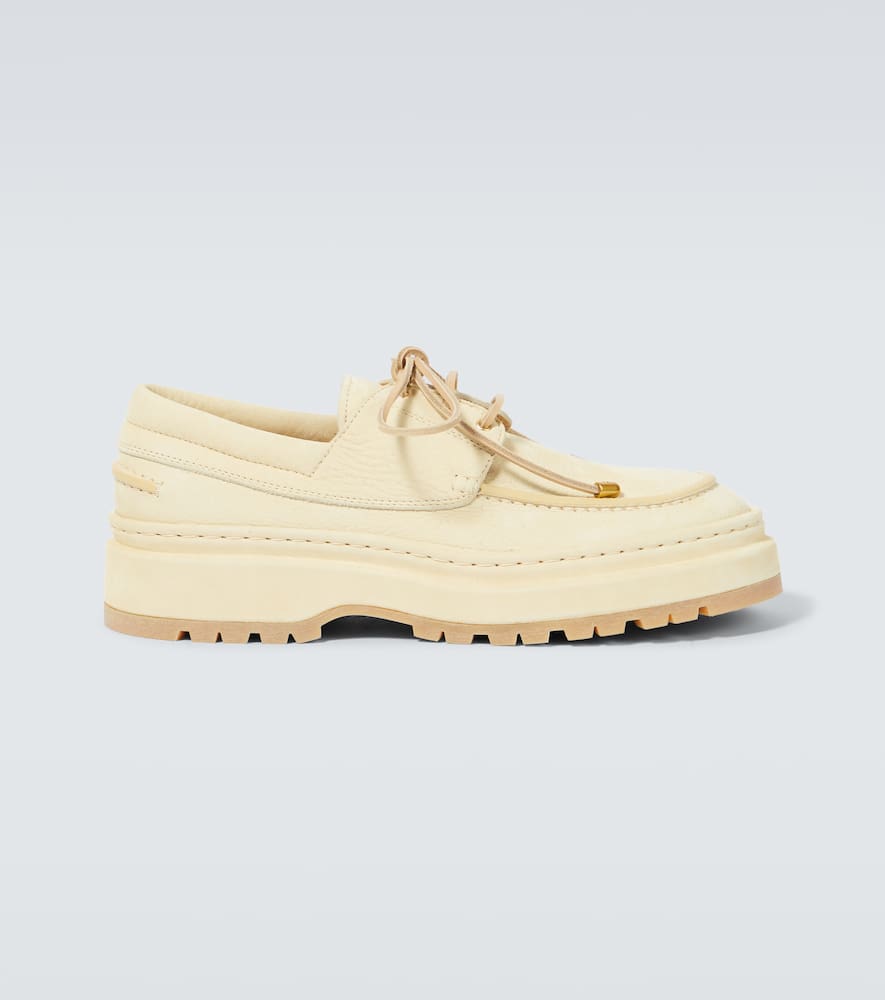 Buy Jacquemus Pavane Leather Boat Shoes - Yellow At 60% Off