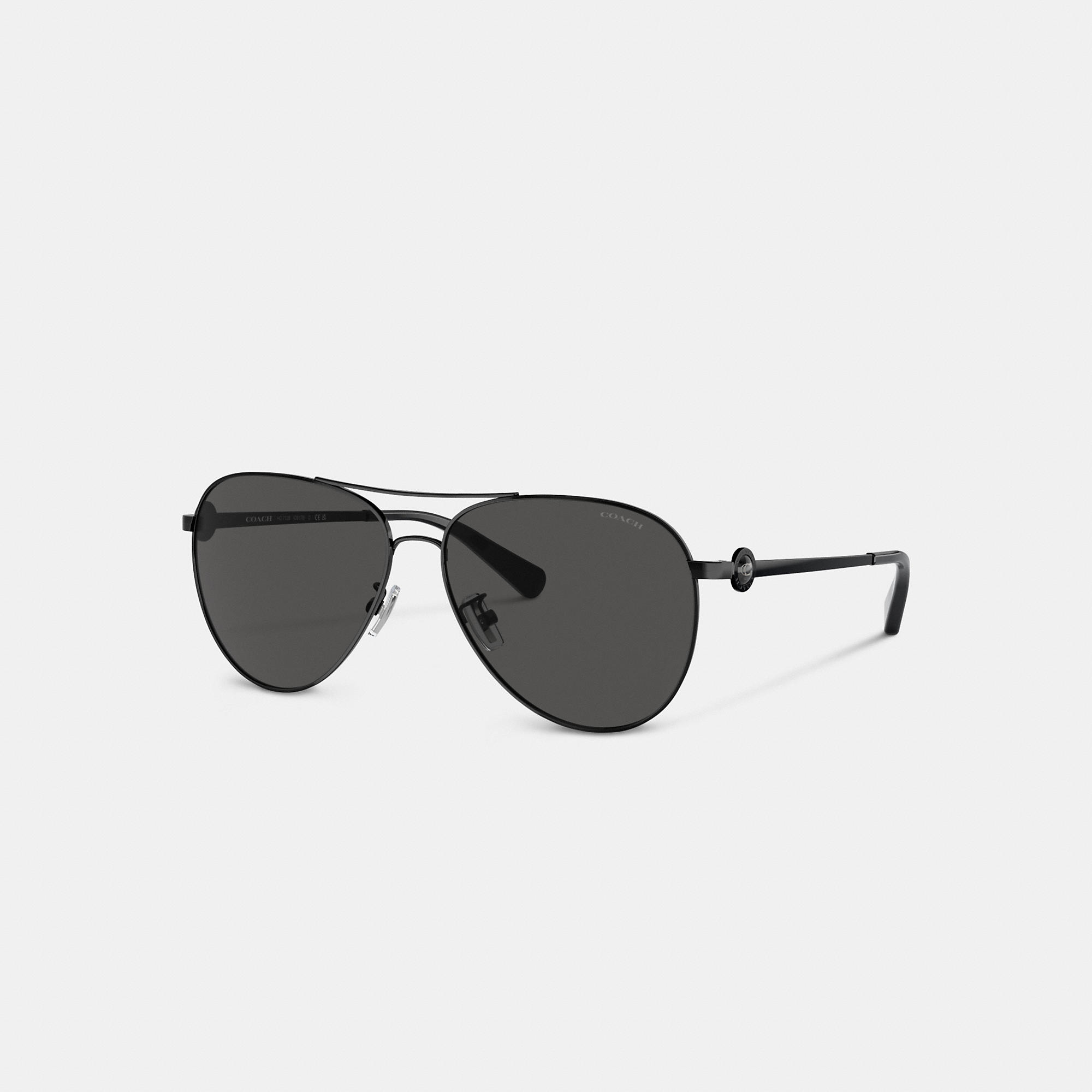 Coach Metal Aviator Sunglasses - Blackout/Black | Editorialist