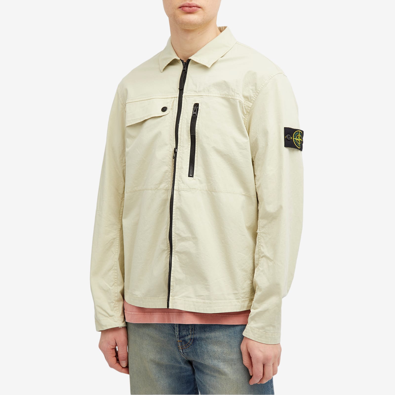ジャケット・アウター STONE  Supima Cotton Twill Jacket Stone Island Supima Cotton Twill Stretch-Tc Zip Shirt Jacket In