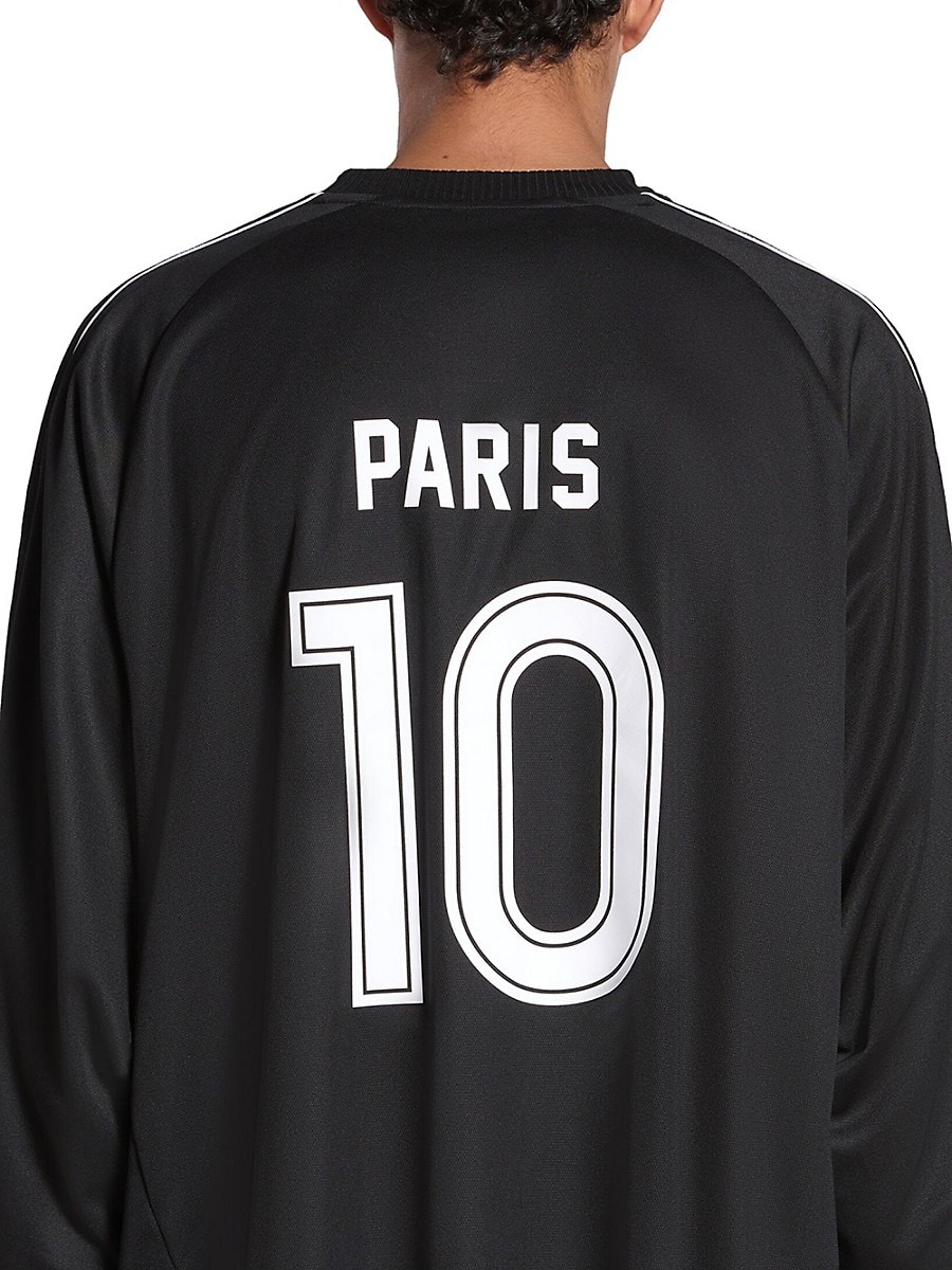 Balenciaga Paris Soccer Long Sleeve Oversized T-Shirt - Black