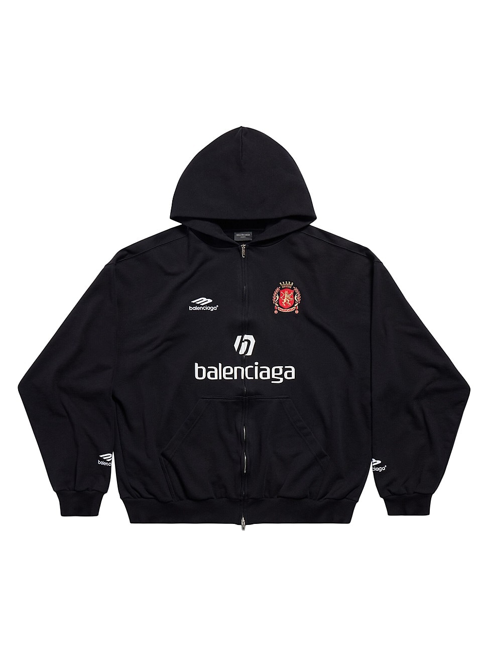 Balenciaga Barcelona Soccer Fit Zip-Up Hoodie - Black | Editorialist
