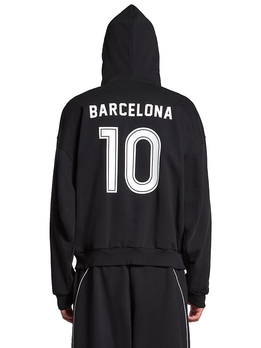 balenciaga パーカー BARCELONA 10 Balenciaga Barcelona Soccer Fit Zip-Up Hoodie - Black | Editorialist