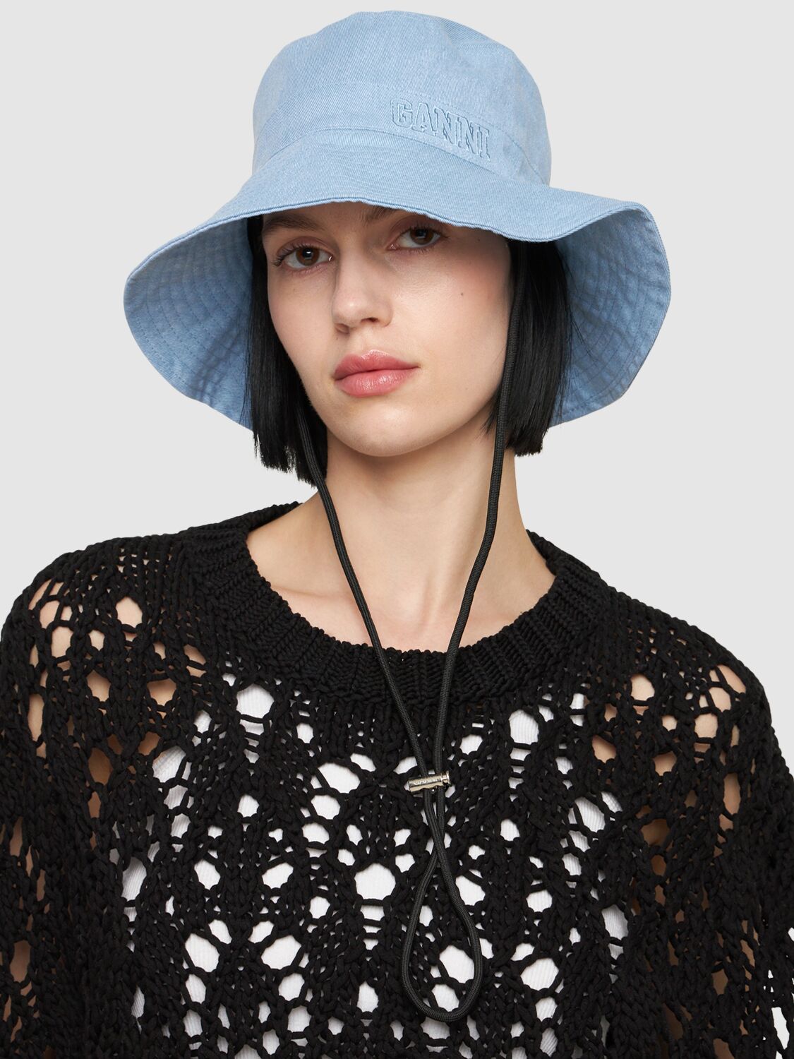 Ganni Fisherman Denim Bucket Hat In Blue - 65% Off | Editorialist