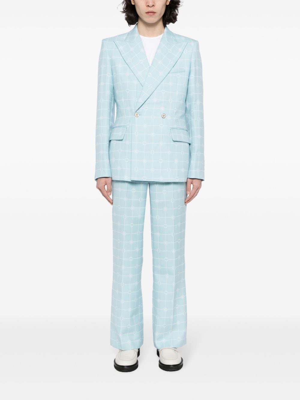 CASABLANCA Casablanca heart monogram-jacquard wool trousers