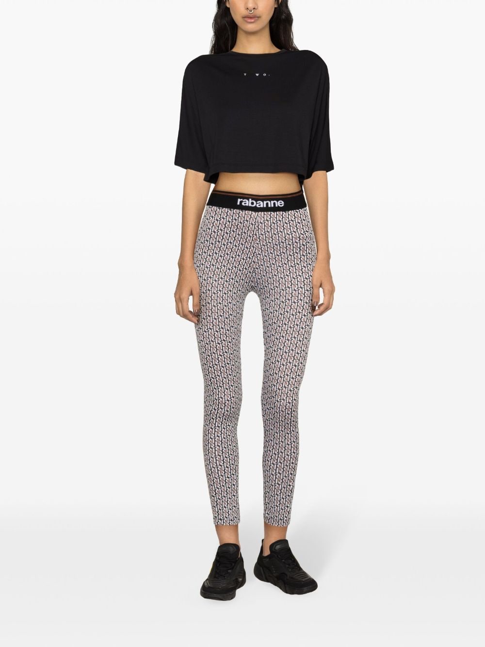 PACO RABANNE bodyline monogram-jacquard leggings