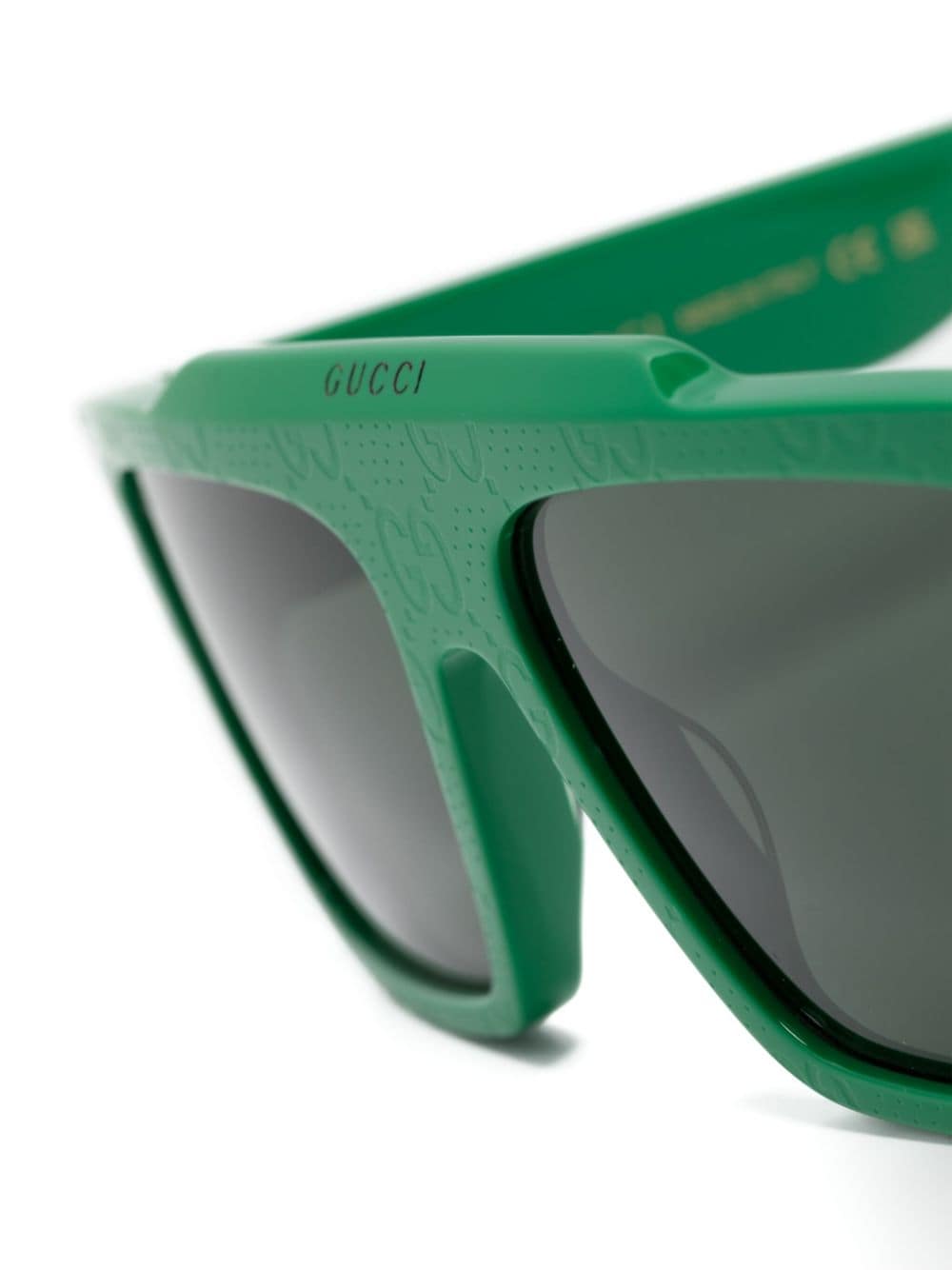 Green GG Monogram Rectangle Sunglasses New Gucci GG1808S 002 Gold/Green with GG pattern Mirror 52  main image 4