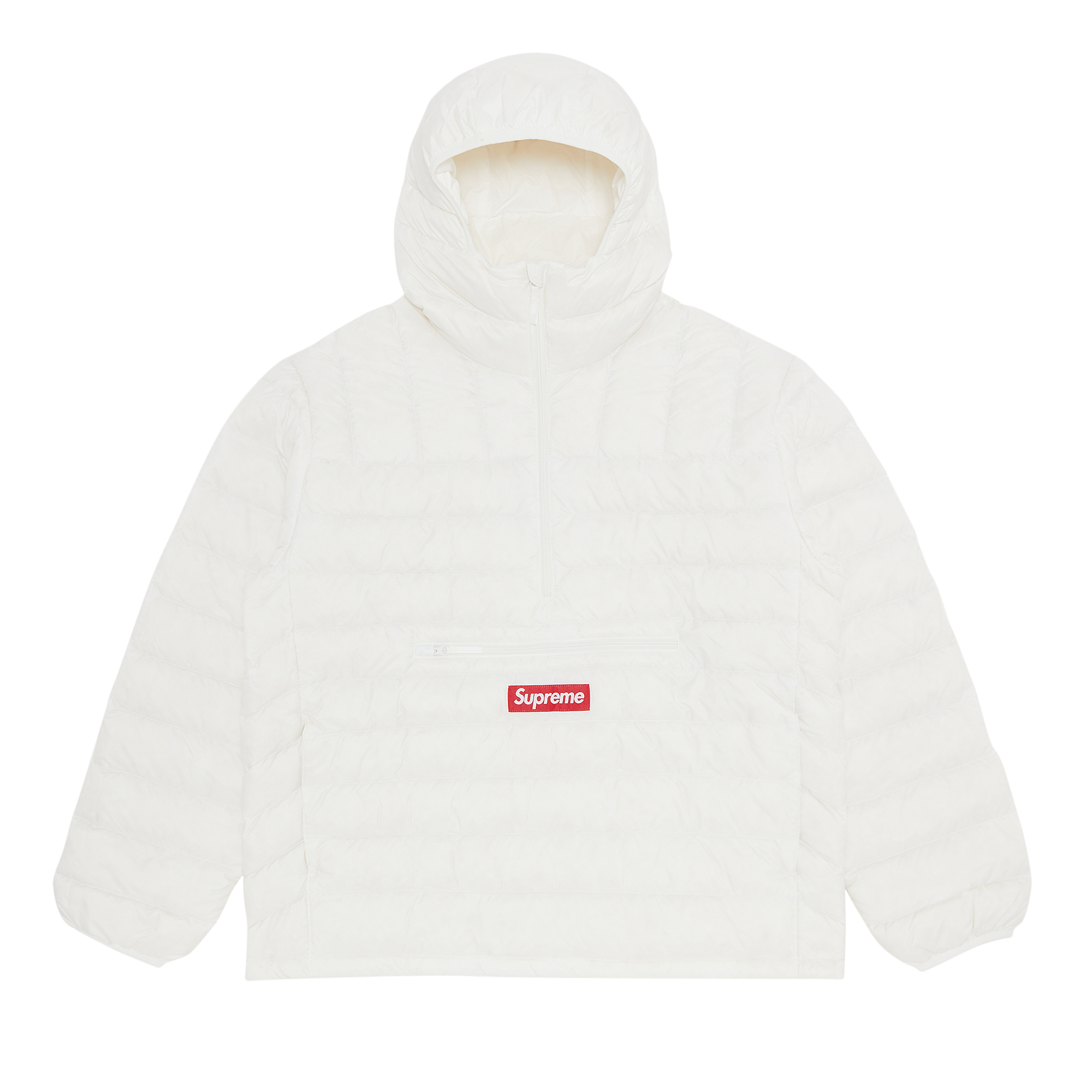 Supreme Micro Down Half Zip Hooded Pullover - White | Editorialist