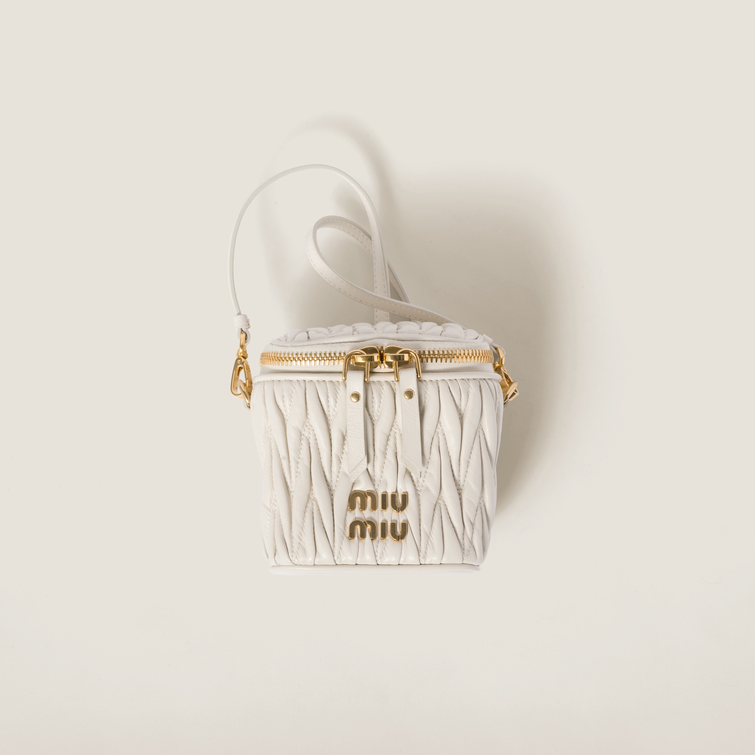 Miu Miu Matelassé Nappa Leather Bag - White | Editorialist