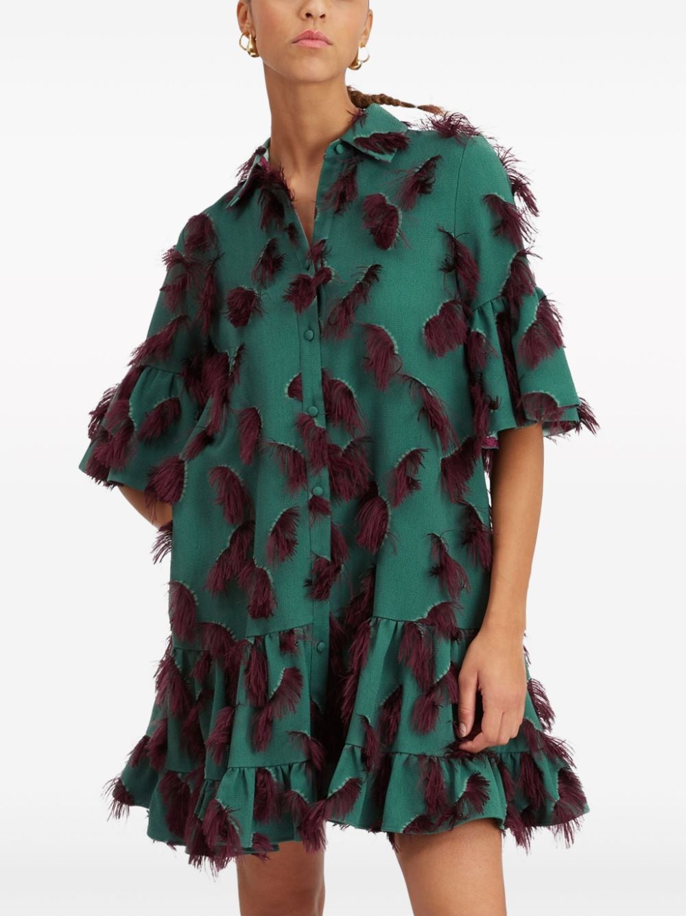 Oscar De La Renta Abstract Brushstroke Fringe Dress - Multi | Editorialist