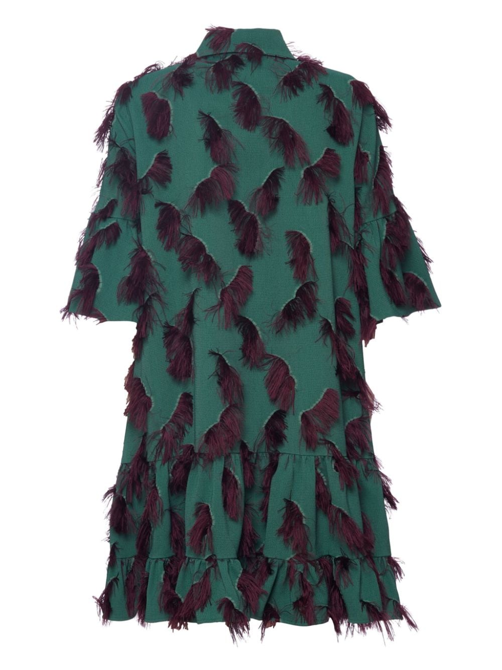 La Doublej Choux Fringe-detail Mini Dress - Green La Doublej Choux Fringe-detail Mini Dress - Green