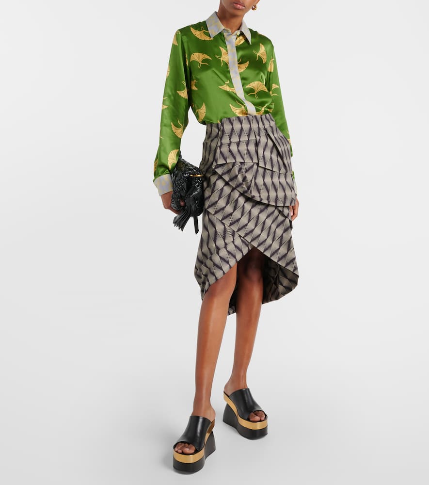 DRIES VAN NOTEN Printed Silk-Blend Satin Shirt