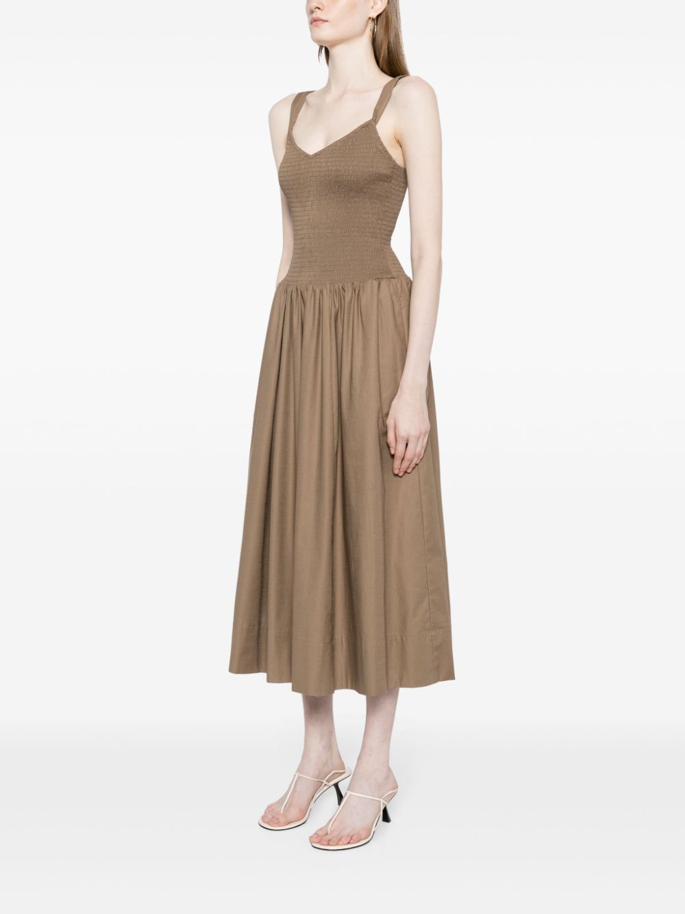 pink dress midi length Carolyn A-Line Basque Waist Midi Dress - Pink | Occasion Dress in Sizes  XXS–6X
