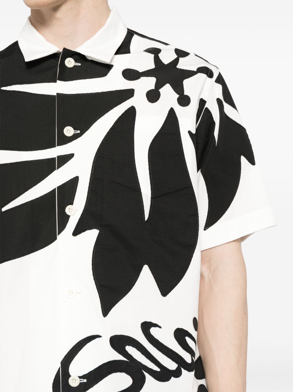 Sacai Floral-Print Camp Shirt - Bordeaux | Editorialist