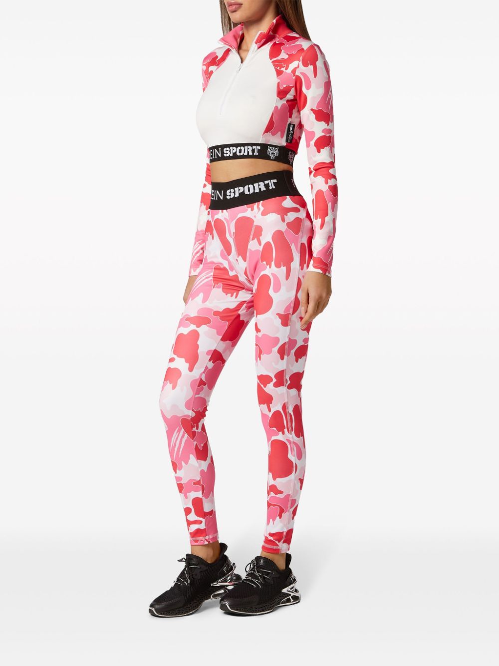 PLEIN SPORT camouflage-print logo-waistband leggings