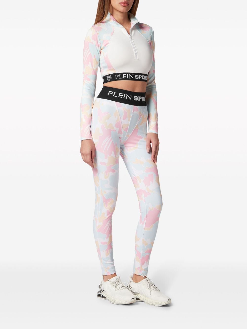 PLEIN SPORT camouflage-print logo-waistband leggings